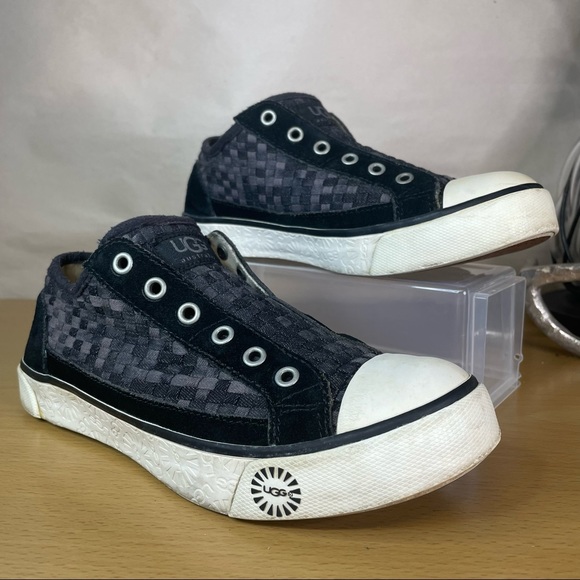 UGG | Shoes | Ugg Womens Black Gray Laela Sheepskin Lined Woven Slip On ...